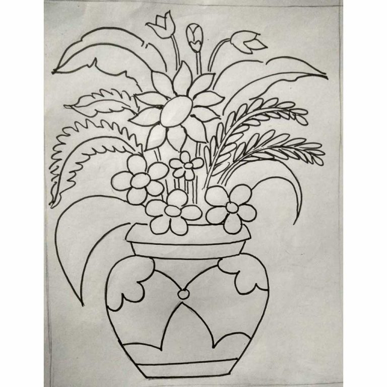 50+ Flower Pot Drawing Images & Pictures » Flower Drawing